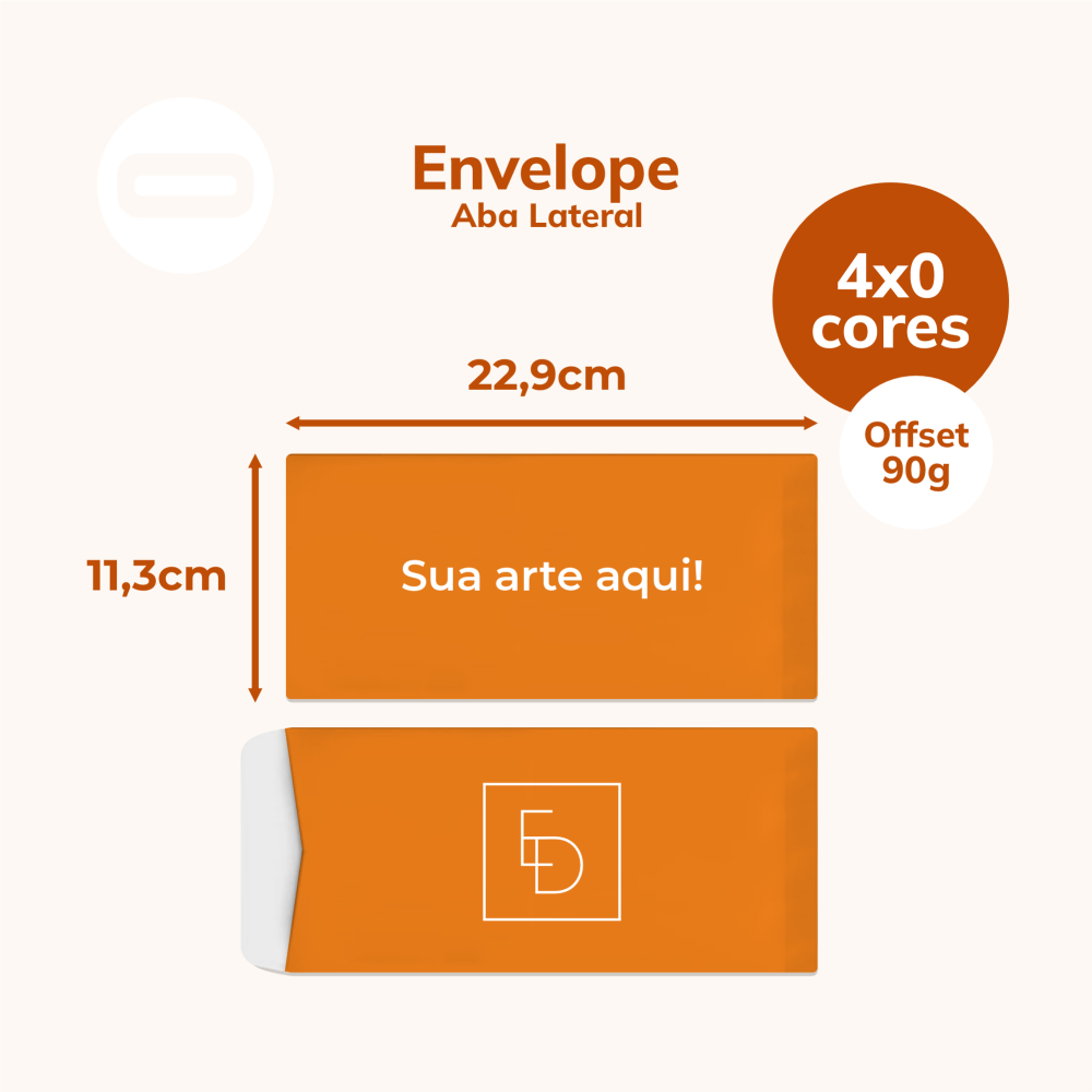 Envelope Aba Lateral 11,3x22,9 cm Papel Offset 90g/m² 4x0 Sem ...