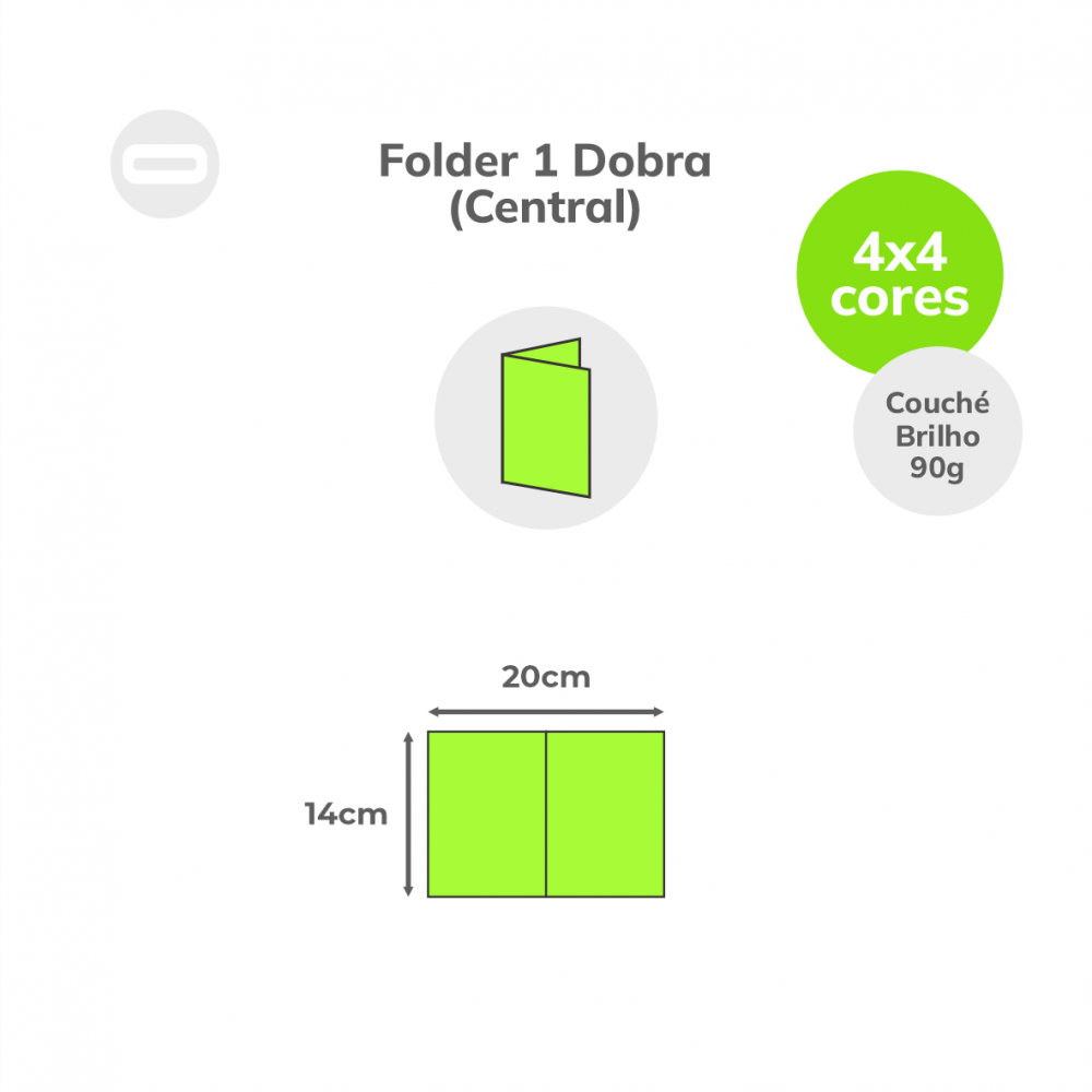 Folder 1 Dobra (Central) 14x20 cm Aberto Papel Couché Brilho 90g/m² 4x4 ...